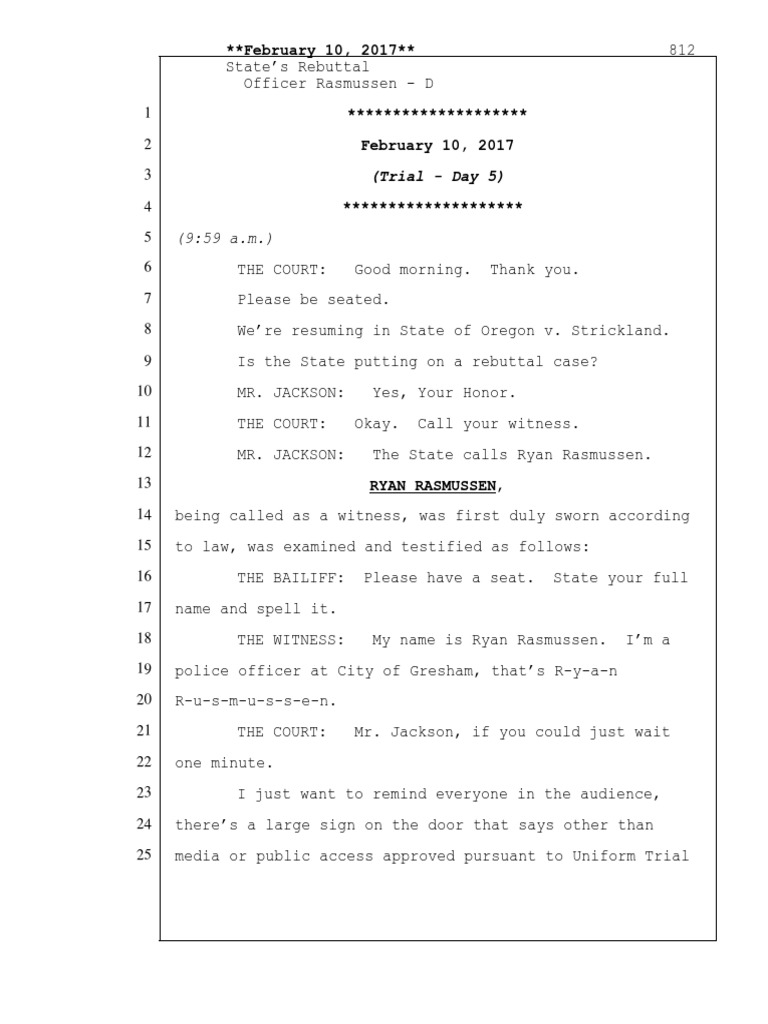 Officer Ryan Rasmussen's Testimony | PDF | United States Marine Corps ...