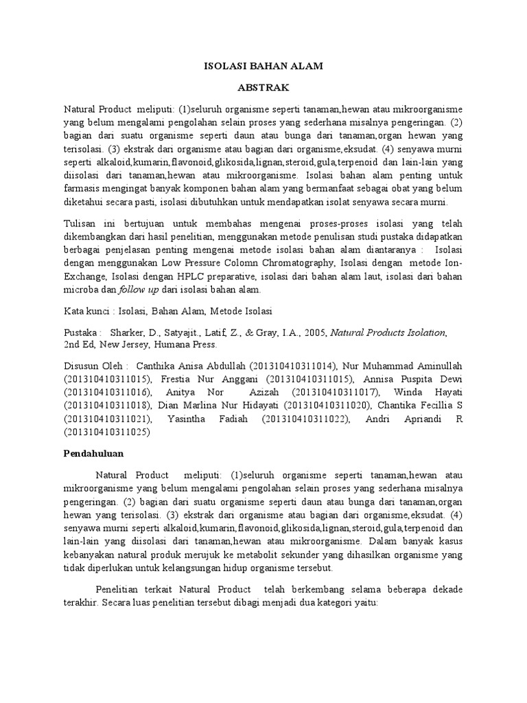 Isolasi Bahan Alam | PDF