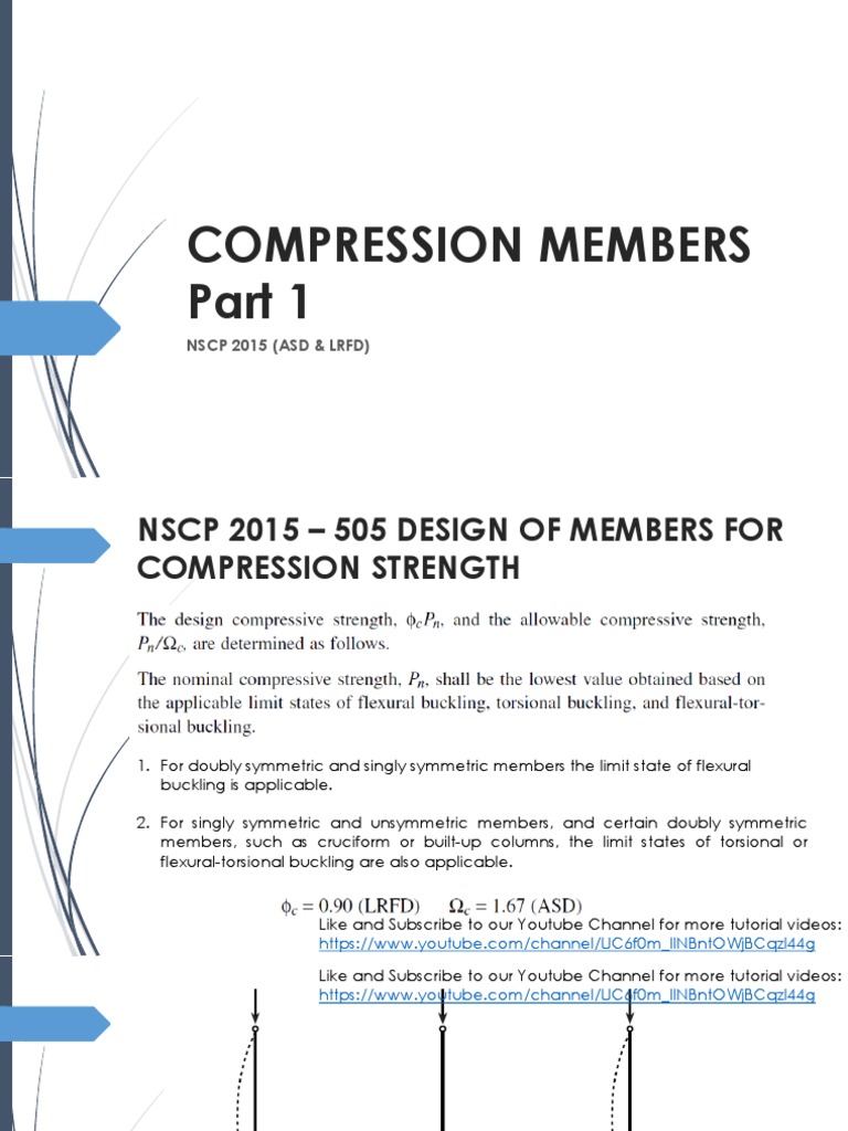 NSCP 2015 (ASD & LRFD) - STEEL DESIGN (Compression Member - Part 1 ...
