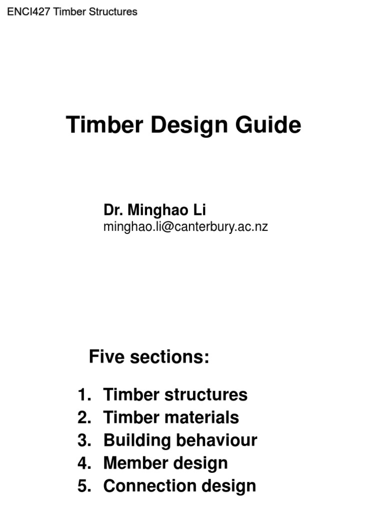 Timber Design Guide: Dr. Minghao Li | PDF | Lumber | Plywood
