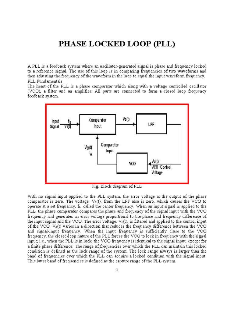 Phase Locked Loop (PLL) | PDF | Frequency Modulation | Signal Processing
