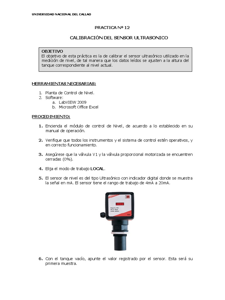 Practica 12 - Calibración Del Sensor - UNAC | PDF | Métodos y ...
