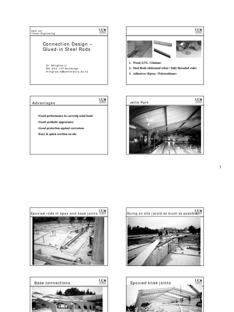 Connection Design - Glued-In Steel Rods | PDF | Bending | Wood