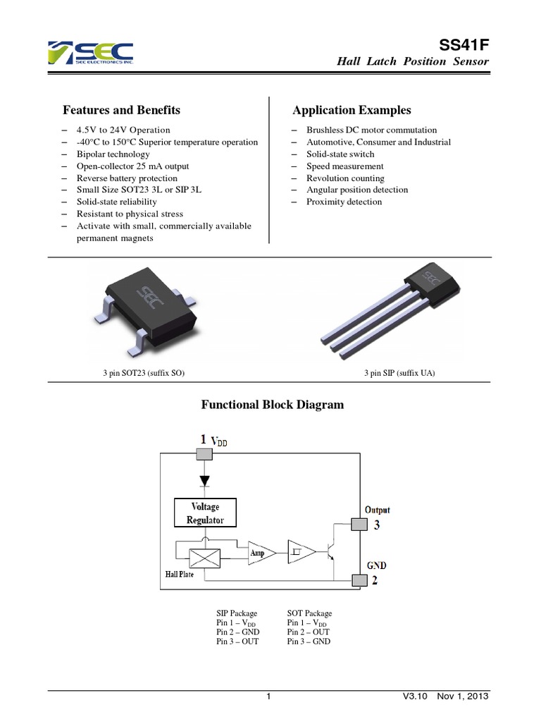 Datasheet Hall Sensor | Download Free PDF | Force | Electrical Engineering