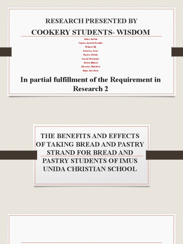 Research Presented By: Cookery Students-Wisdom | PDF | Survey ...