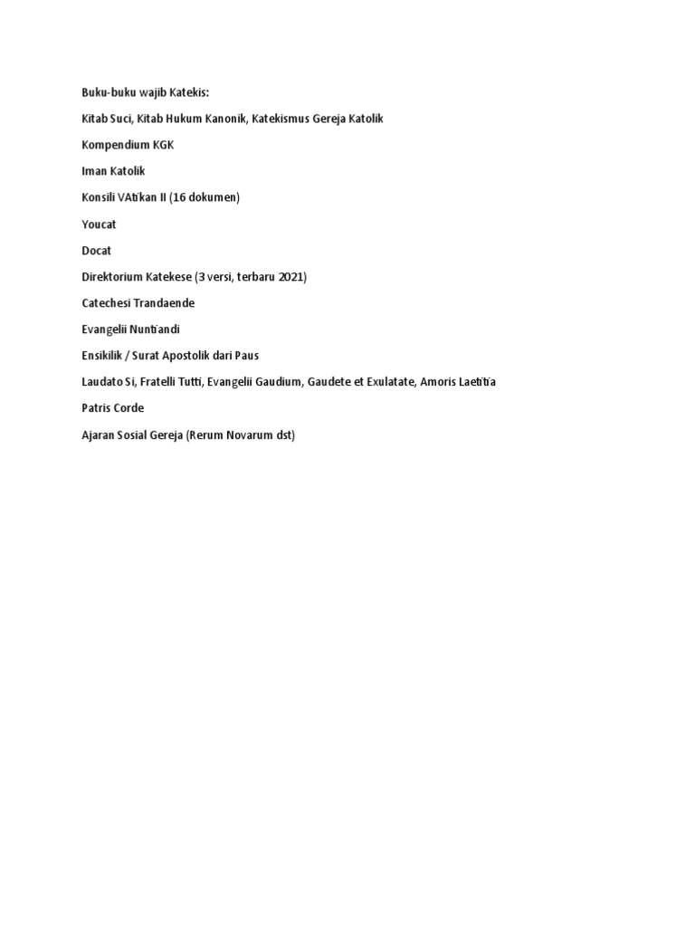 Buku Wajib Katekis untuk Pembelajaran Agama Katolik | PDF | Ilmu Sosial