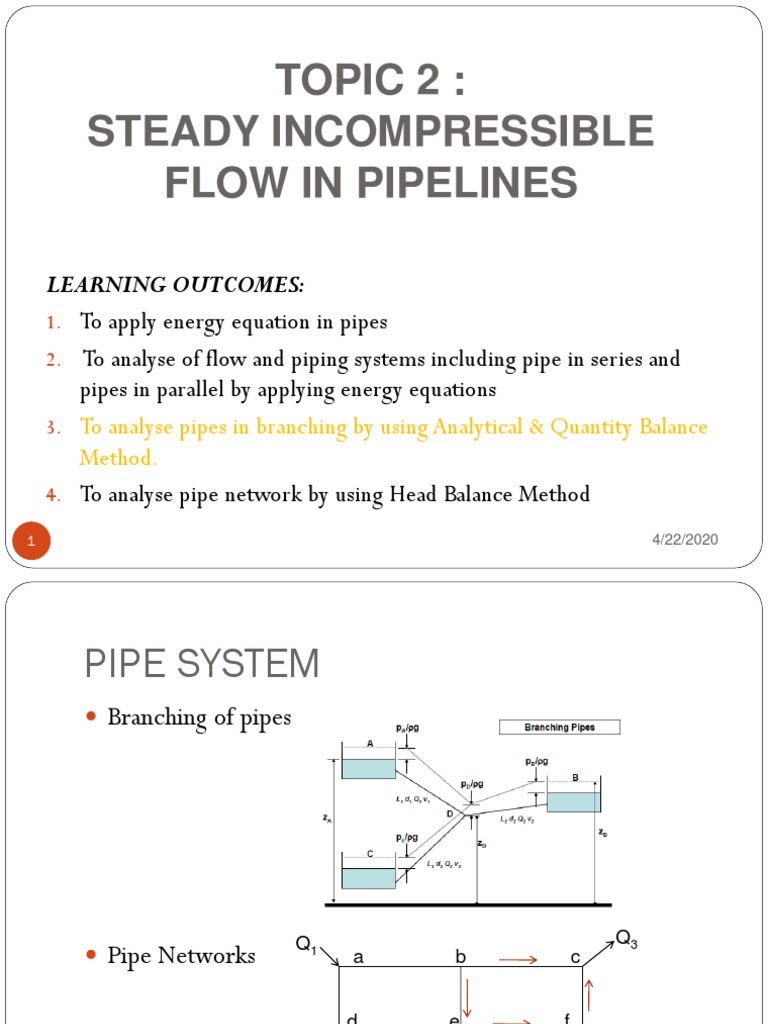 Flow Analysis in Branching Pipes | PDF | Fluid Dynamics | Continuum ...