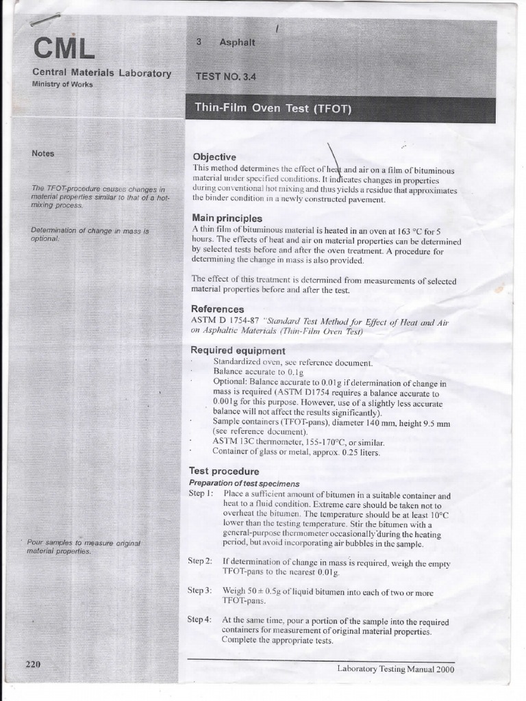 TFOT Test | PDF | Asphalt | Temperature