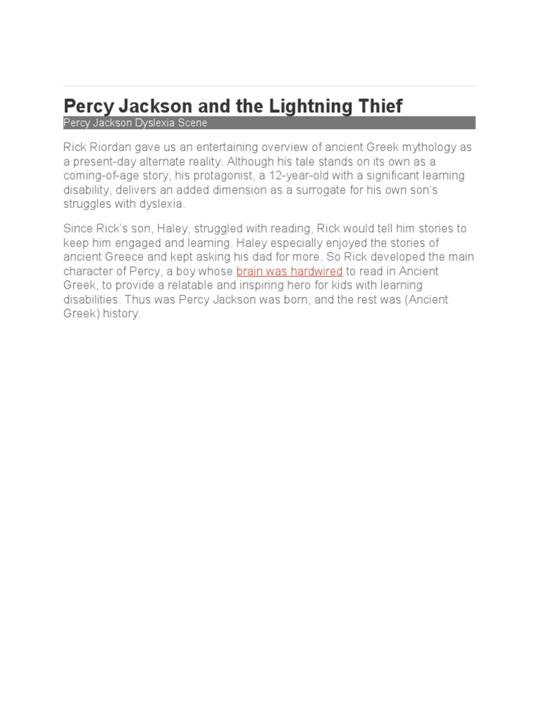 Percy Jackson and The Lightning Thief | PDF | General Fiction