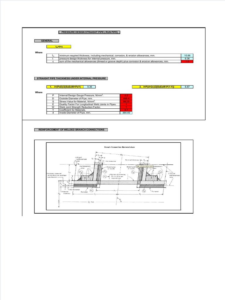 Calculation of Pipe Reinforcement Asme b31 3 | PDF | Pipe (Fluid ...