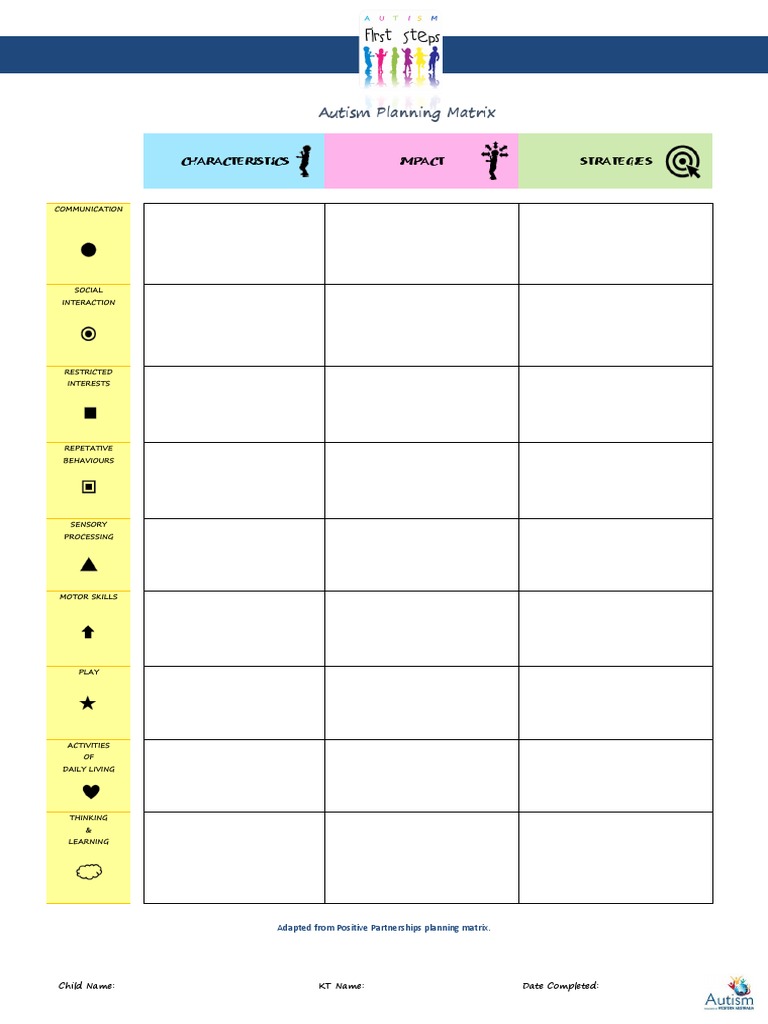 First Steps For Autism Planning Matrix | PDF