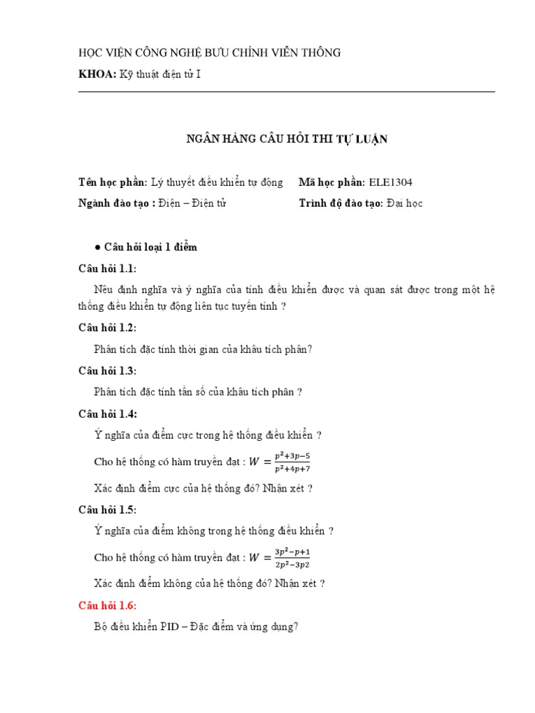 Ngan Hang Cau Hoi CSDKTD | PDF