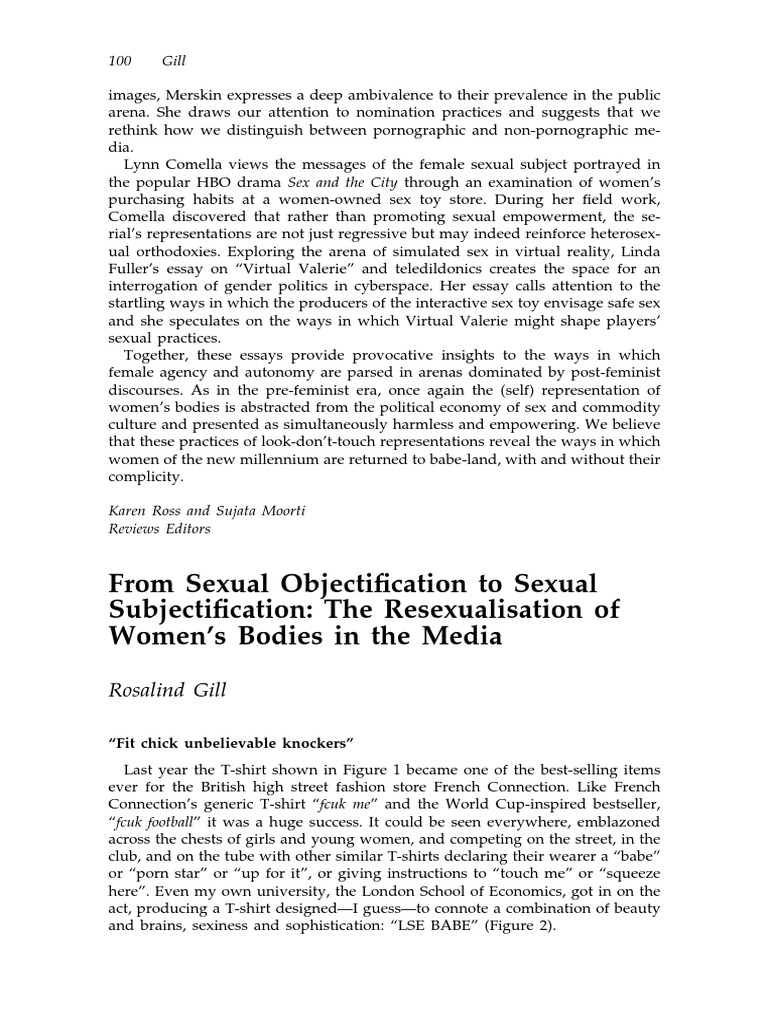 Gill From Sexual Objectification To Sexual Subjectification - The ...