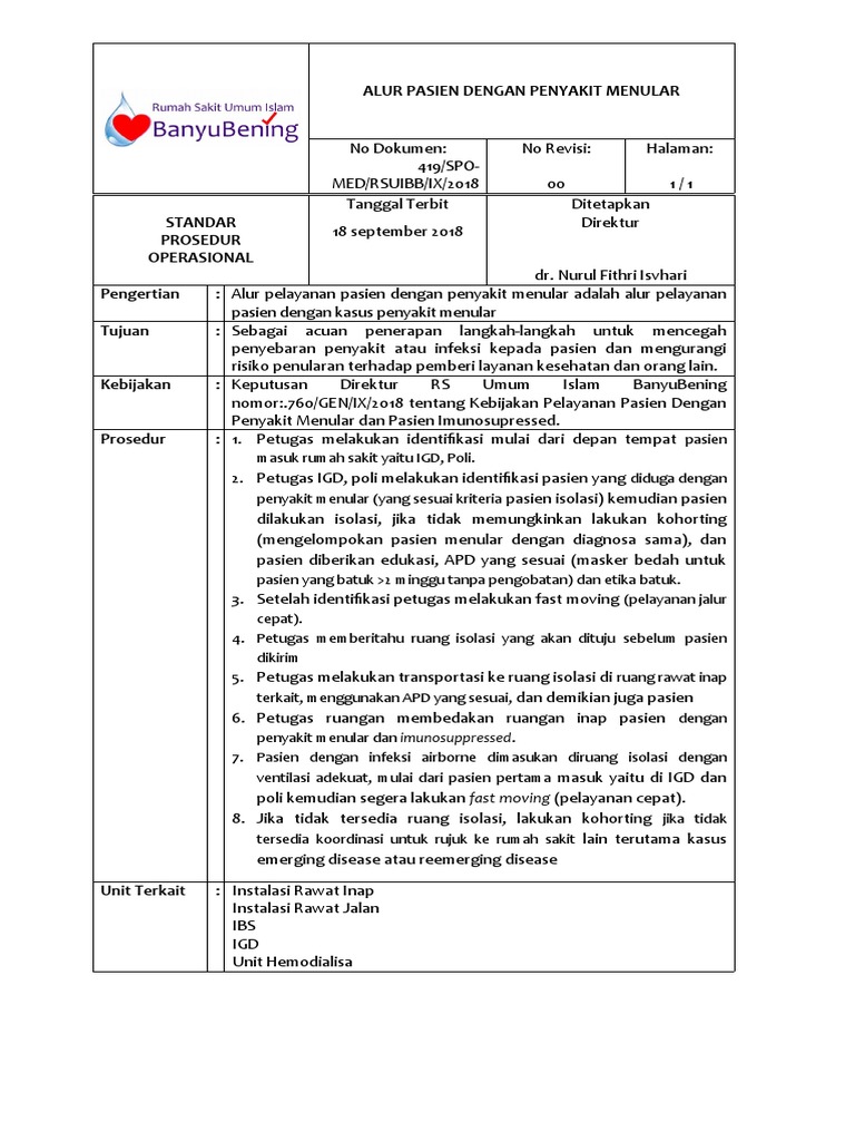 SOP Alur Pasien Penyakit Menular | PDF