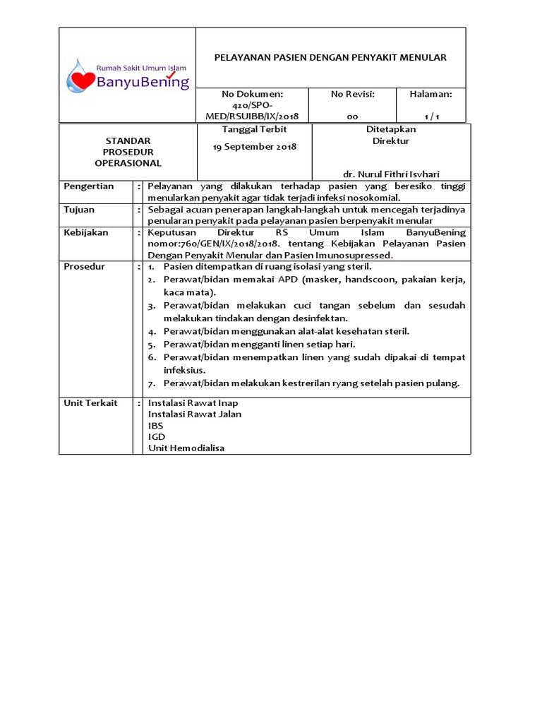 SOP Pelayanan Pasien Penyakit Menular | PDF