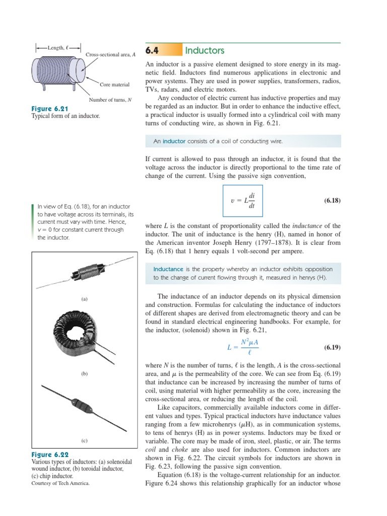 Inductors Typical Form Of An Inductor Pdf Inductor Inductance