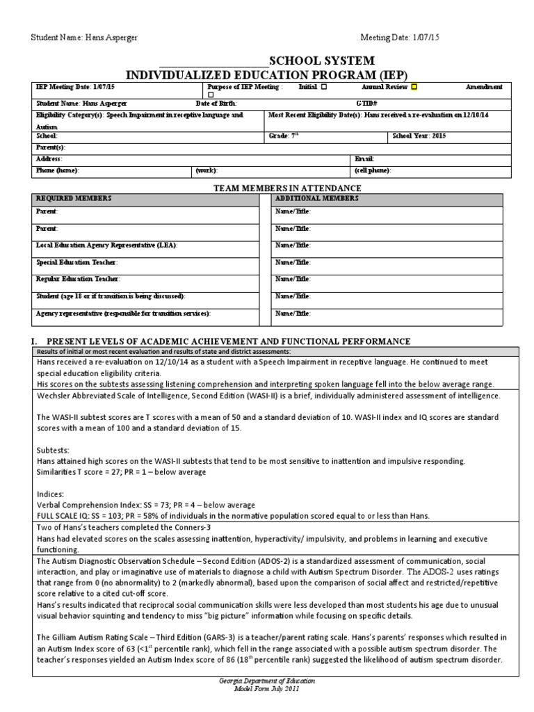 Iep Case Study | PDF | Autism | Individualized Education Program