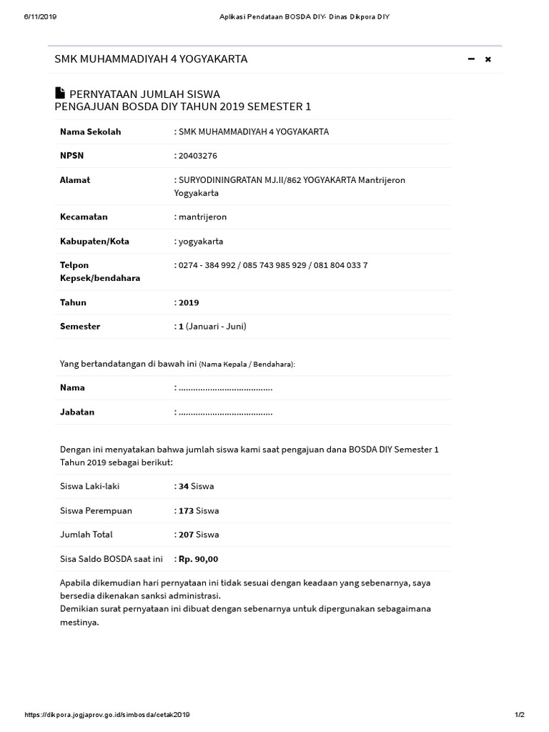 Aplikasi Pendataan BOSDA DIY - Dinas Dikpora DIY | PDF