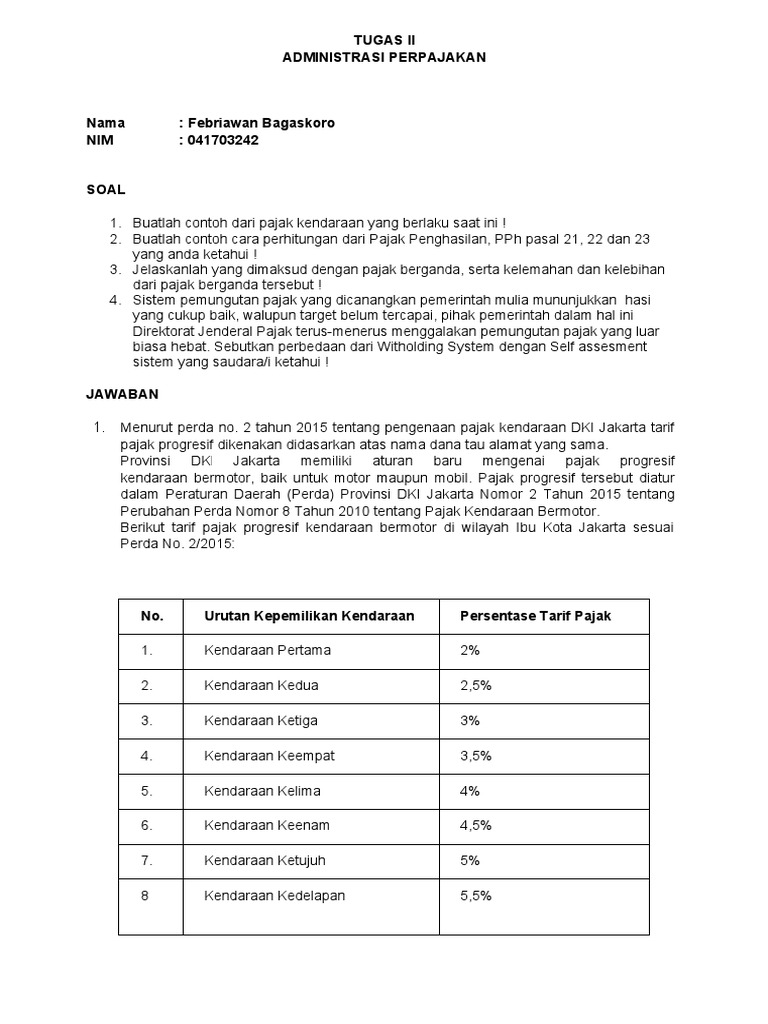 Tugas 2 - Administrasi Perpajakan - Febriawan Bagaskoro | PDF