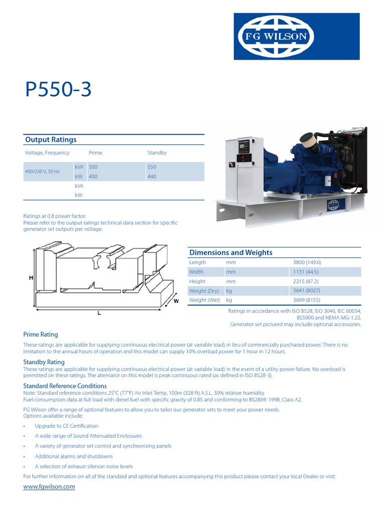 P550-3 Genset Docs | PDF | Engines | Electricity