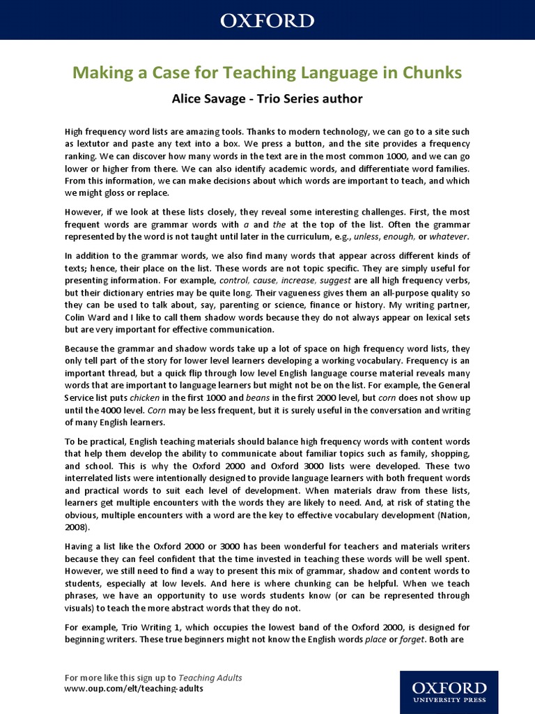 Teaching Language Through Chunks | PDF | Word | Sentence (Linguistics)