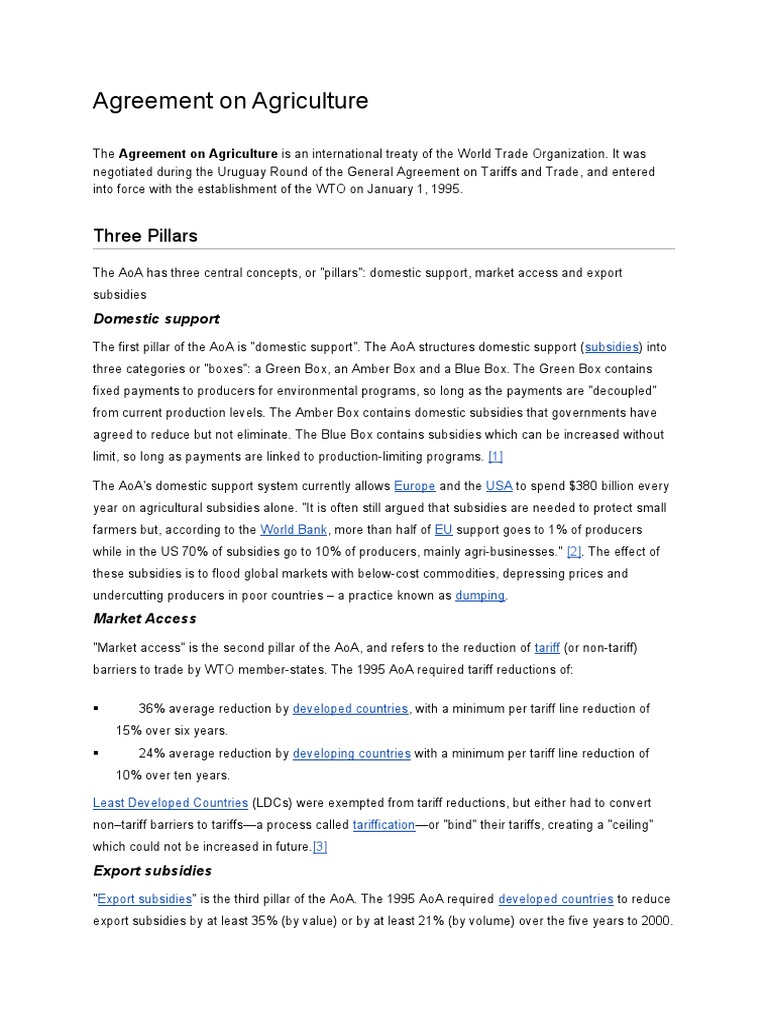 Agreement On Agriculture | PDF | Subsidy | Economies
