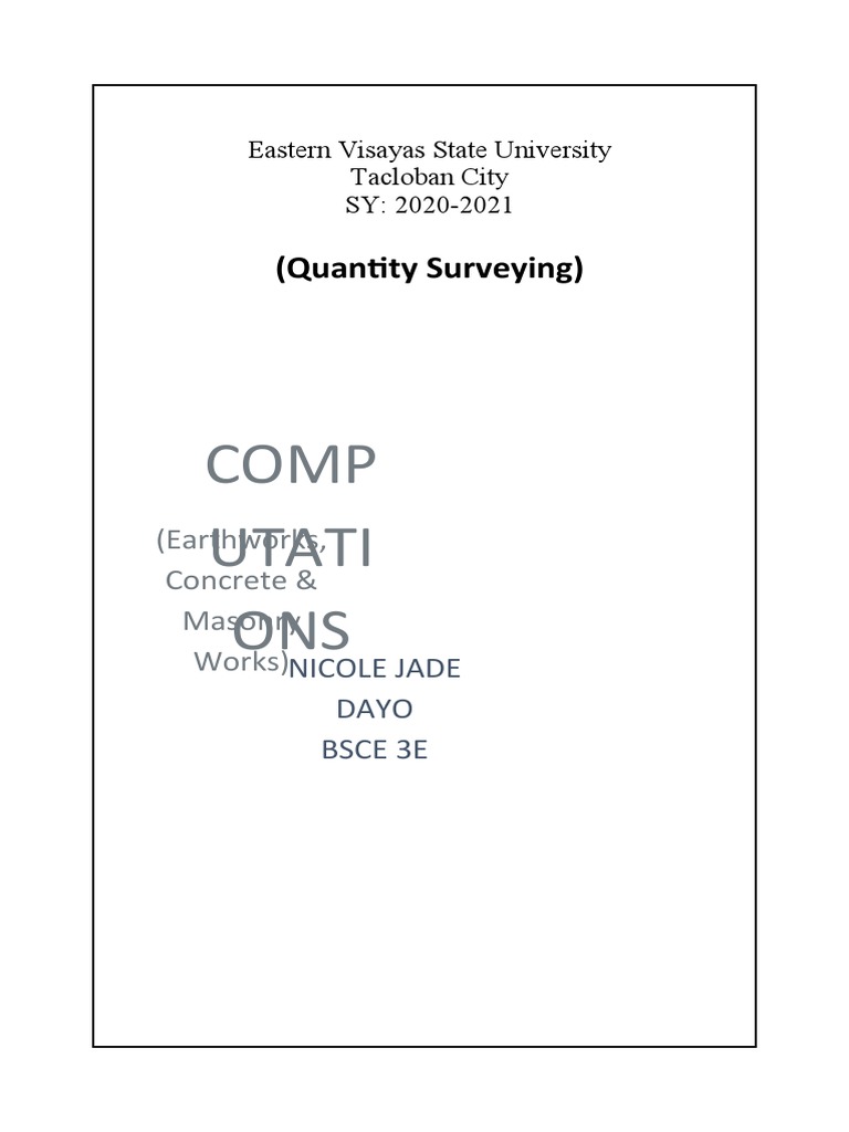 COMPUTATIONS (Quantity Surveying) | PDF | Building Technology | Concrete