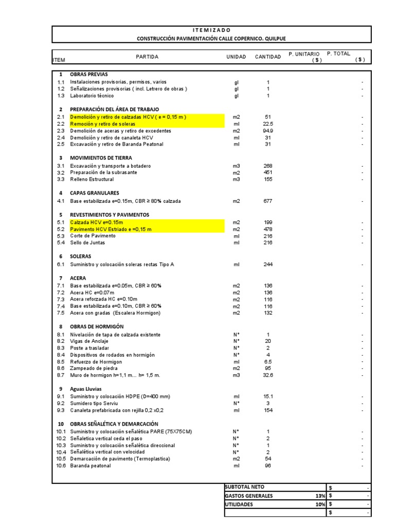 Presupuesto Detallado Por Partidas | PDF | Material compuesto | Hormigón