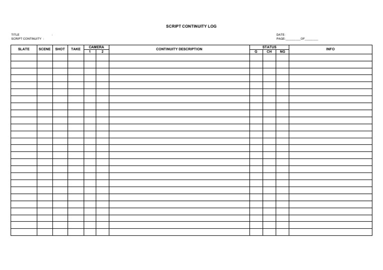 Continuity Sheet | PDF