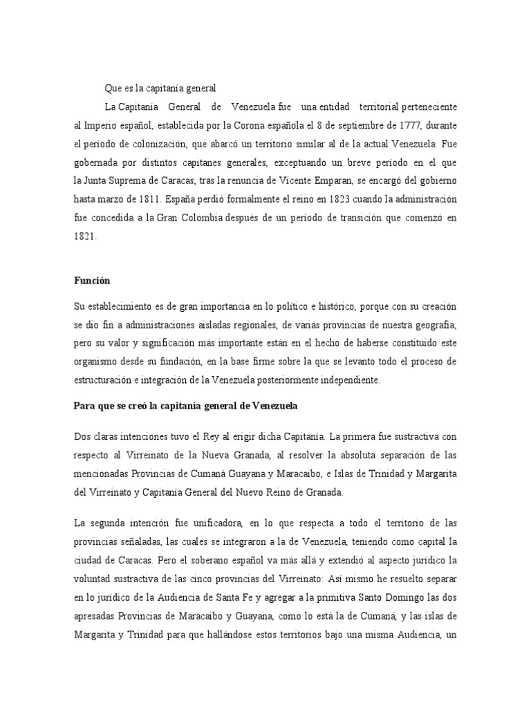Que Es La Capitanía General | PDF | Viajes y turismo | Derecho