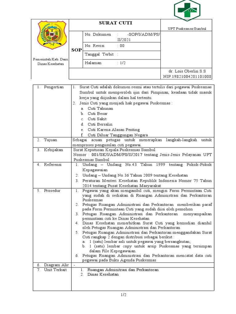 Sop Surat Cuti | PDF