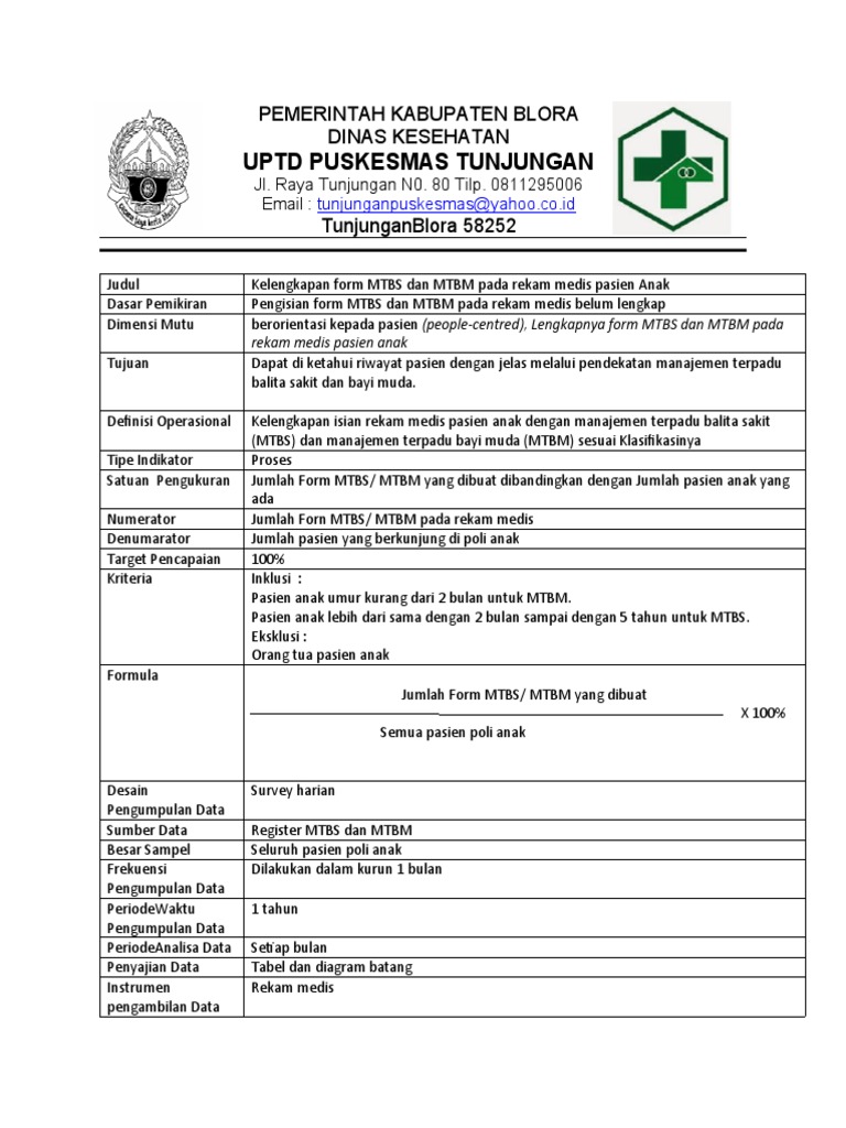 Kamus Indikator MTBS UKP | PDF