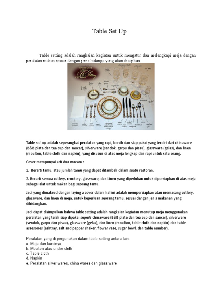 Table Set Up and Setting Kelas XI | PDF