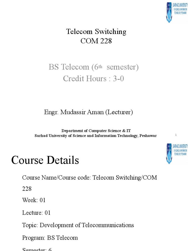 BS Telecom (6 Semester) Credit Hours: 3-0 | PDF | Telecommunication ...