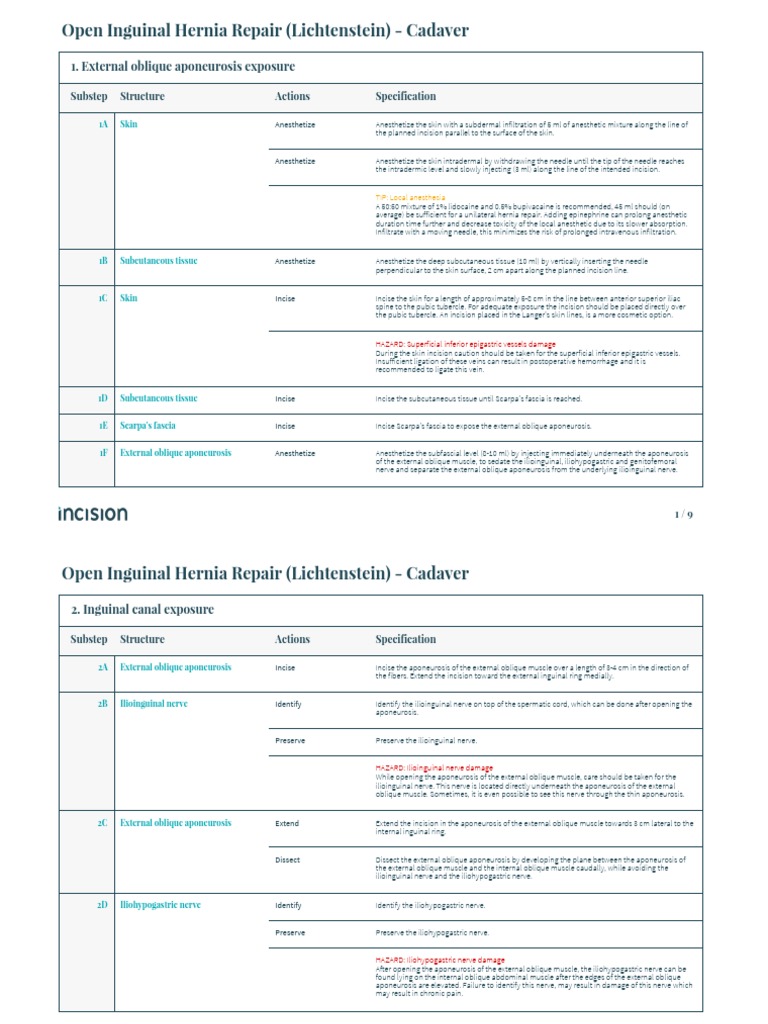 Open Inguinal Hernia Repair Lichtenstein Cadaver | PDF ...