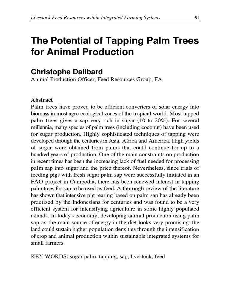 The Potential of Tapping Palm Trees For Animal Production: Christophe ...