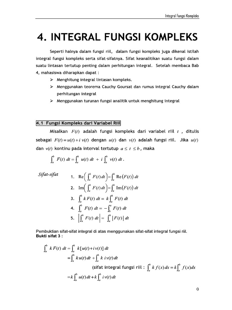 Integral Fungsi Kompleks (Garis) | PDF