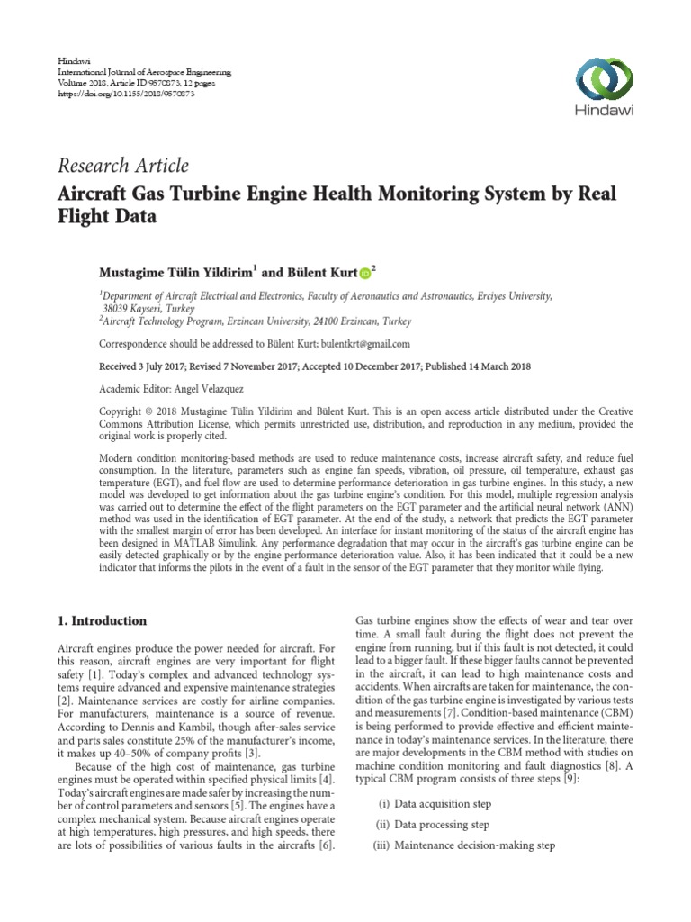 Aircraft Gas Turbine Engine Health Monitoring Syst Pdf Regression Analysis Errors And