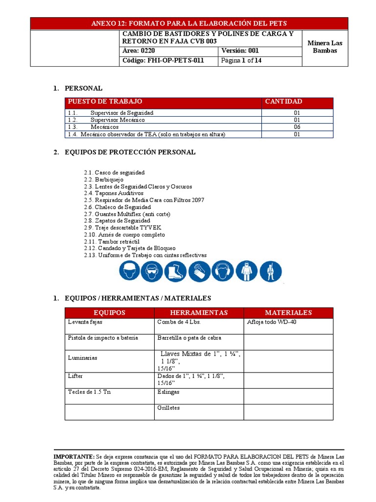 Cambio de Bastidores y Polines de Carga y Retorno en Fajas CVB-001 CVB-003 CVB-004 | PDF ...