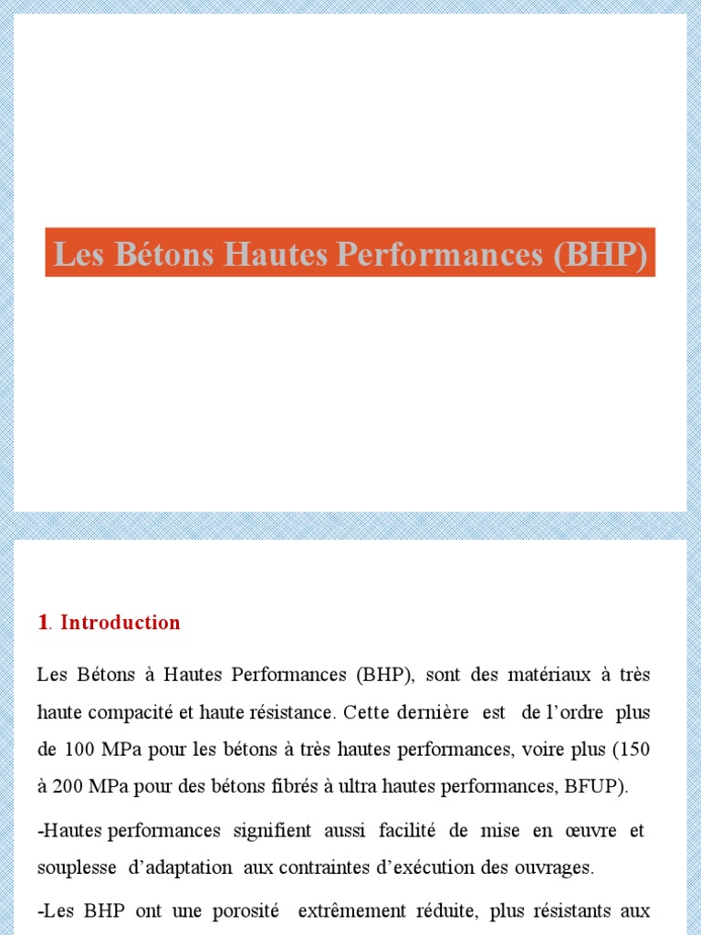 Les BHP | PDF | Béton | Ciment