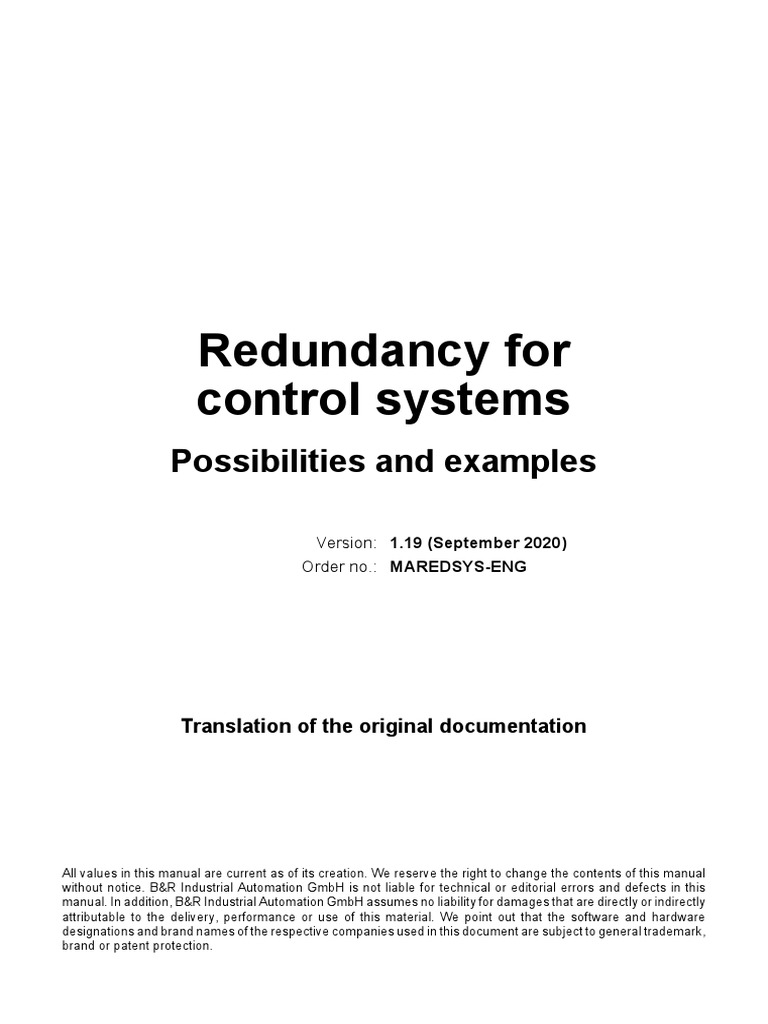 Redundancy For Control Systems: Possibilities and Examples | PDF ...