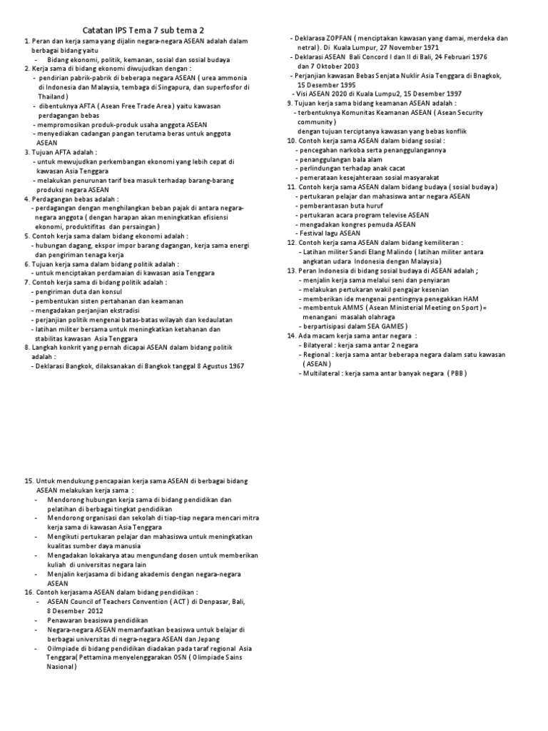 Catatan IPS Tema 7 Sub Tema 2 | PDF