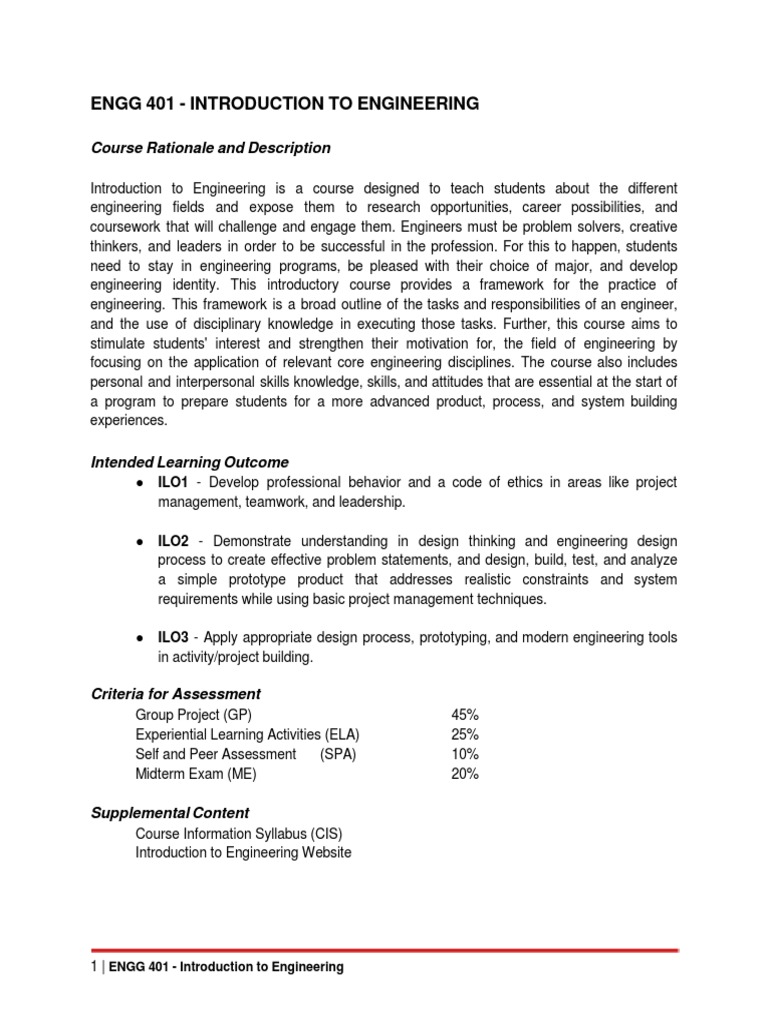 ENGG 401 Introduction To Engineering - Module 1 | PDF | Engineer ...