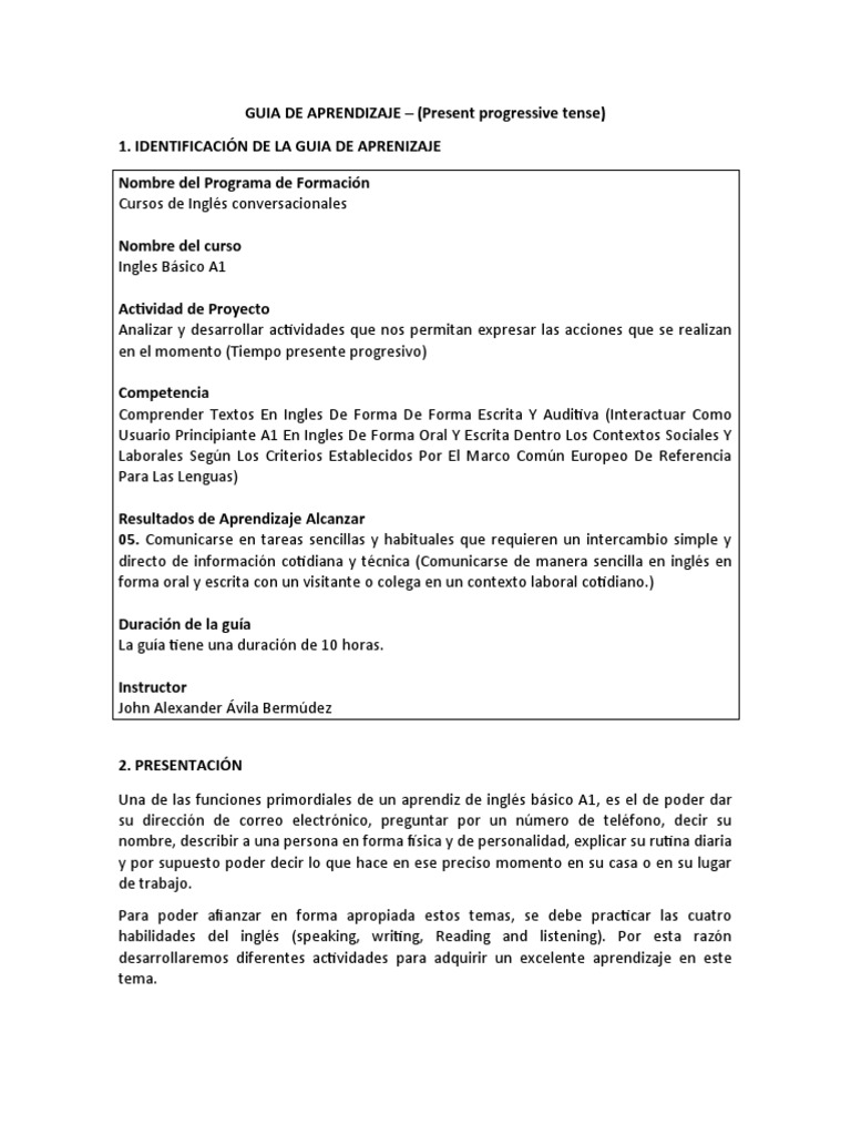 Mastering the Present Progressive Tense Through Comprehensive ...