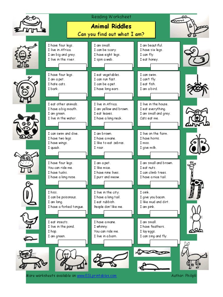 Animal Riddles 1 Easy | PDF | Nature