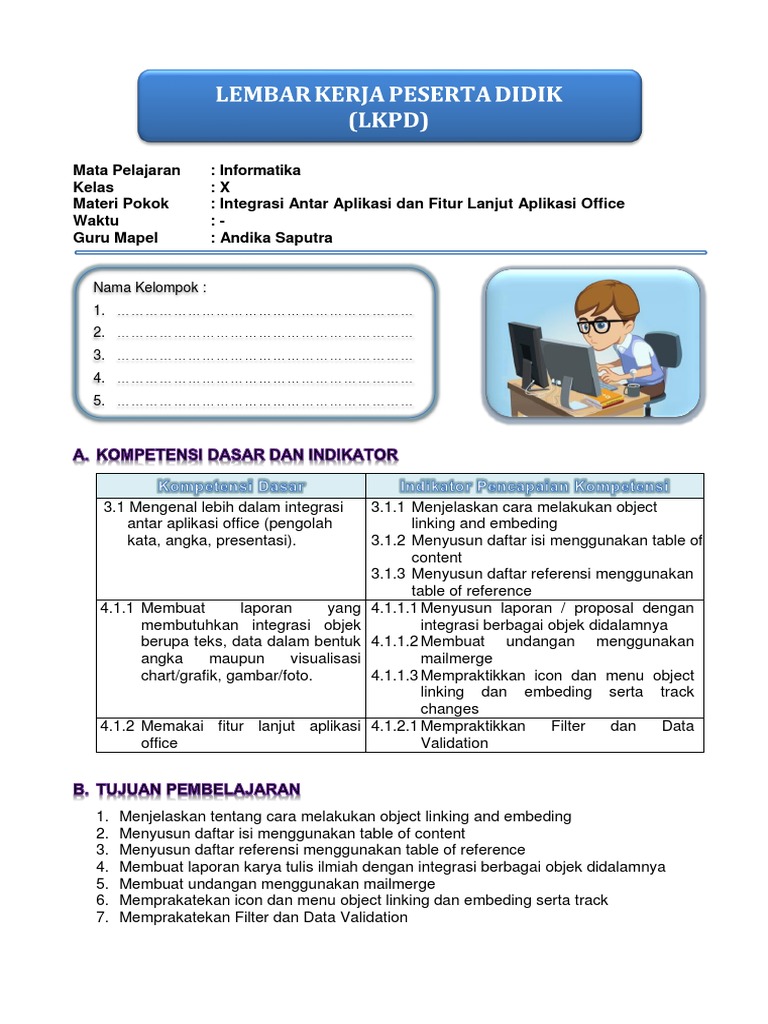 LKPD Integrasi Aplikasi Office SD | PDF
