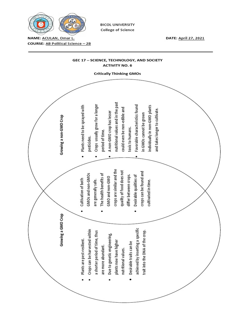 STS - GMOs | PDF | Genetically Modified Organism | Genetically Modified Food