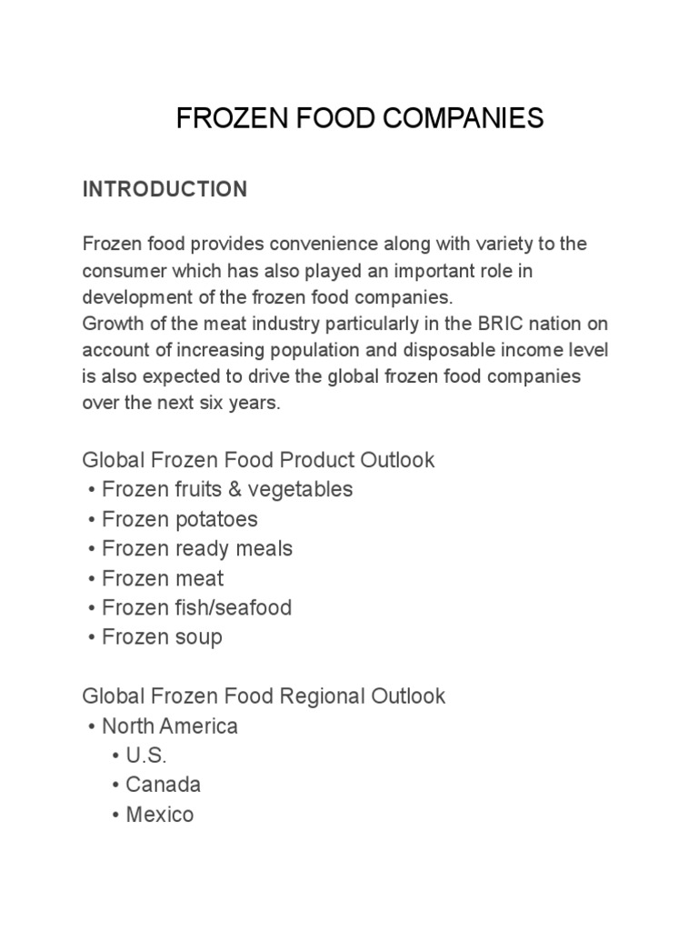Frozen Food Companies | PDF