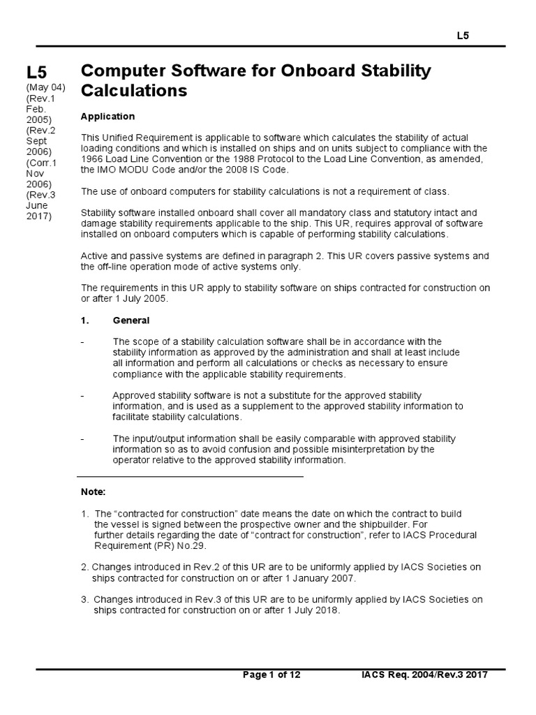 L5 Computer Software For Onboard Stability Calculations L5: Application ...