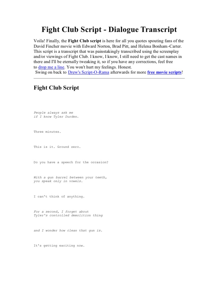 Fight Club Script | PDF | Nature